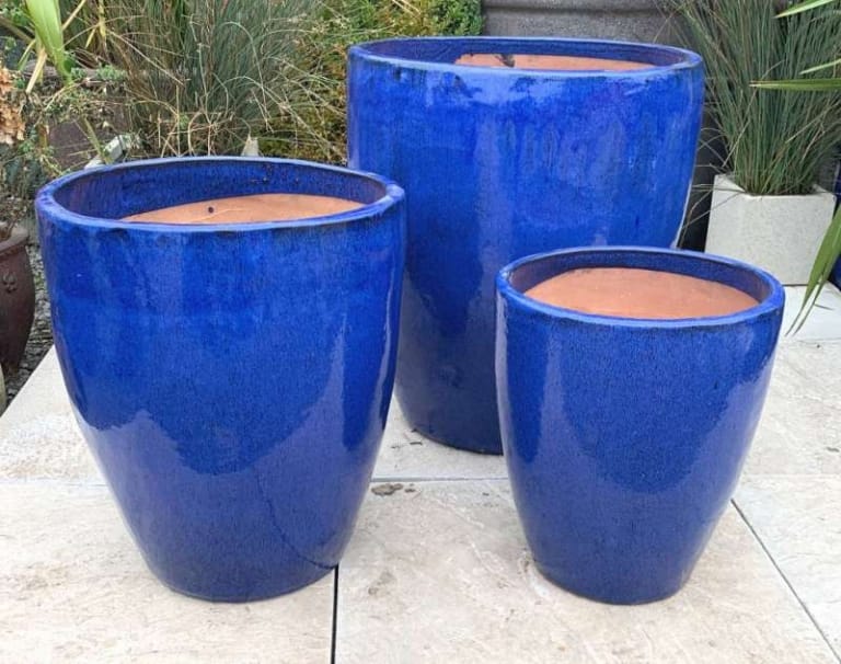 Glazed Blue Tall Egg Pot | World of Pots