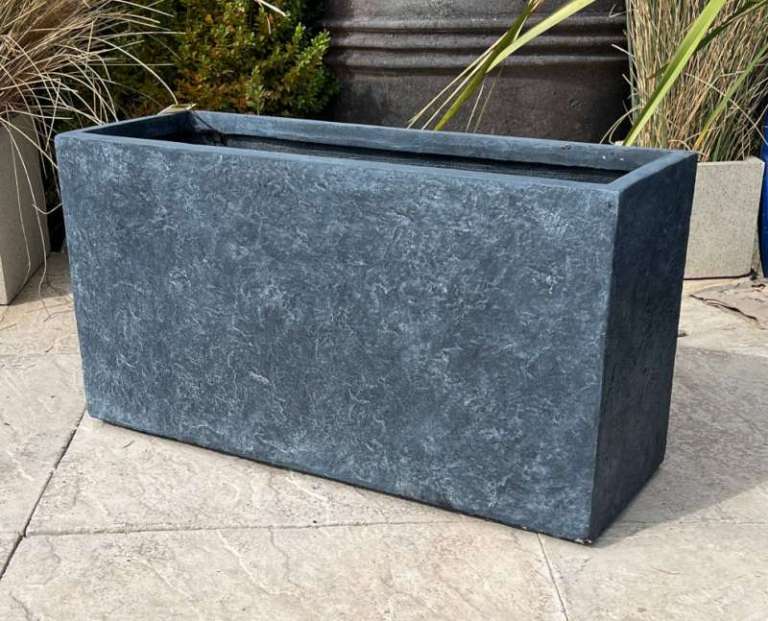 Fibre Clay Textured Black Tall Trough | World of Pots
