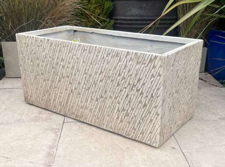 Fibre Clay White Textured Trough | World of Pots