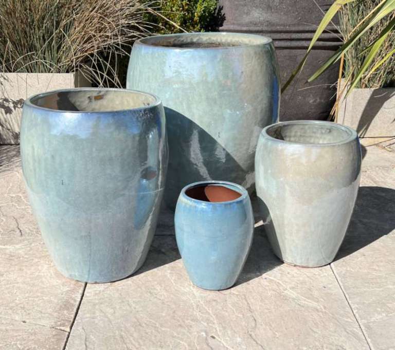 Glazed Pearl Bowed Water Jar | World of Pots