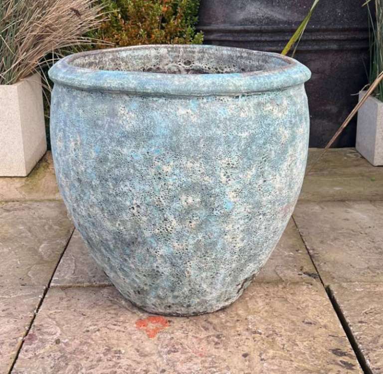 Atlantis Blue Tall Rimmed Egg Pot | World of Pots